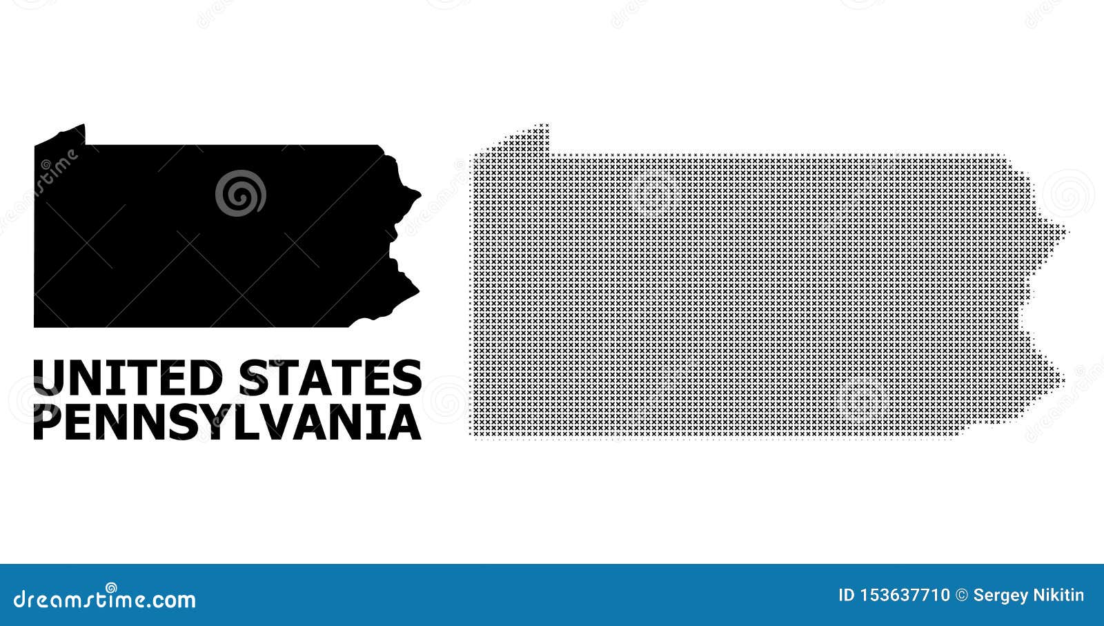 Vector Halftone Pattern and Solid Map of Pennsylvania State Stock ...