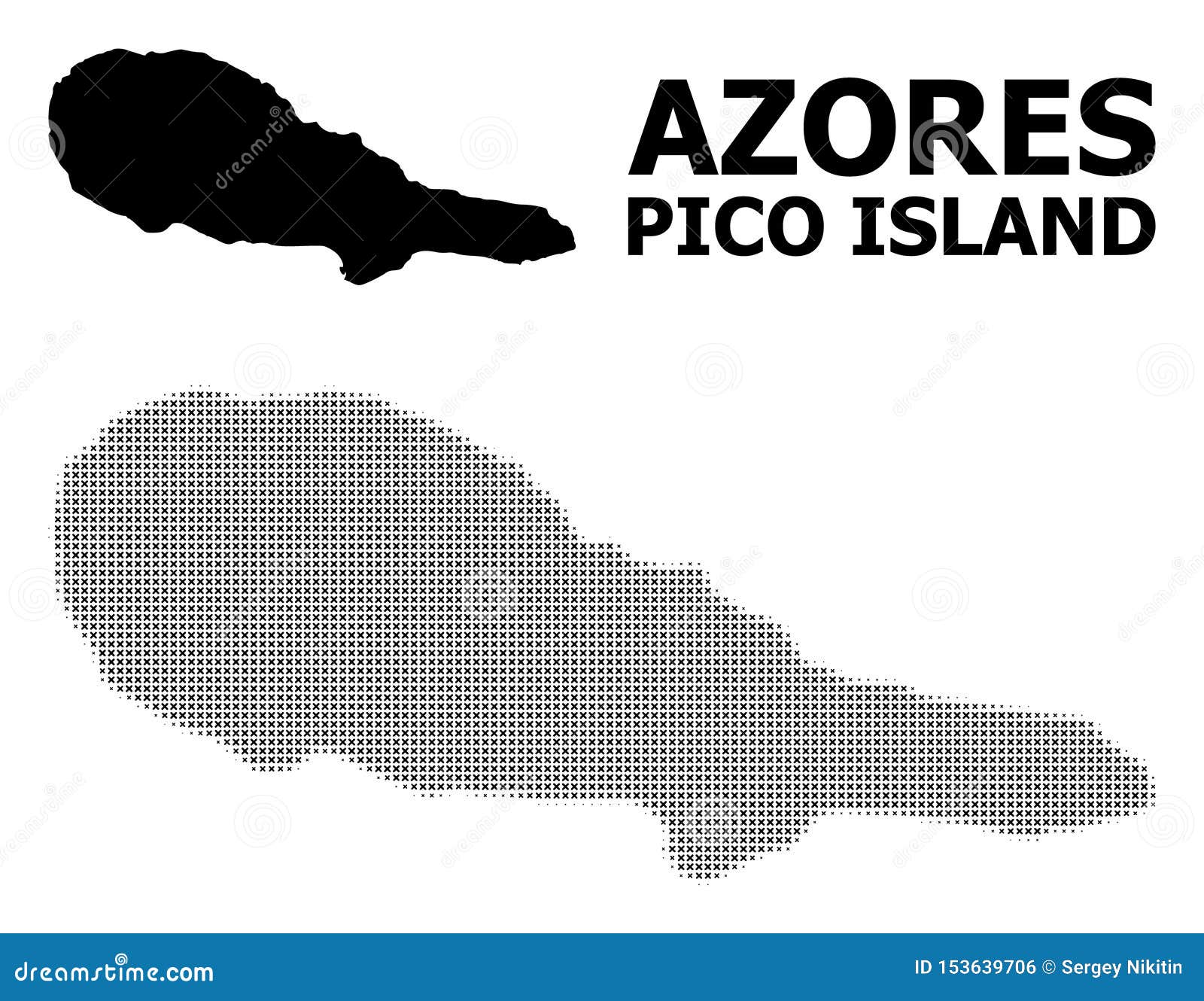 Vector Halftone Pattern and Solid Map of Pico Island Stock Vector ...