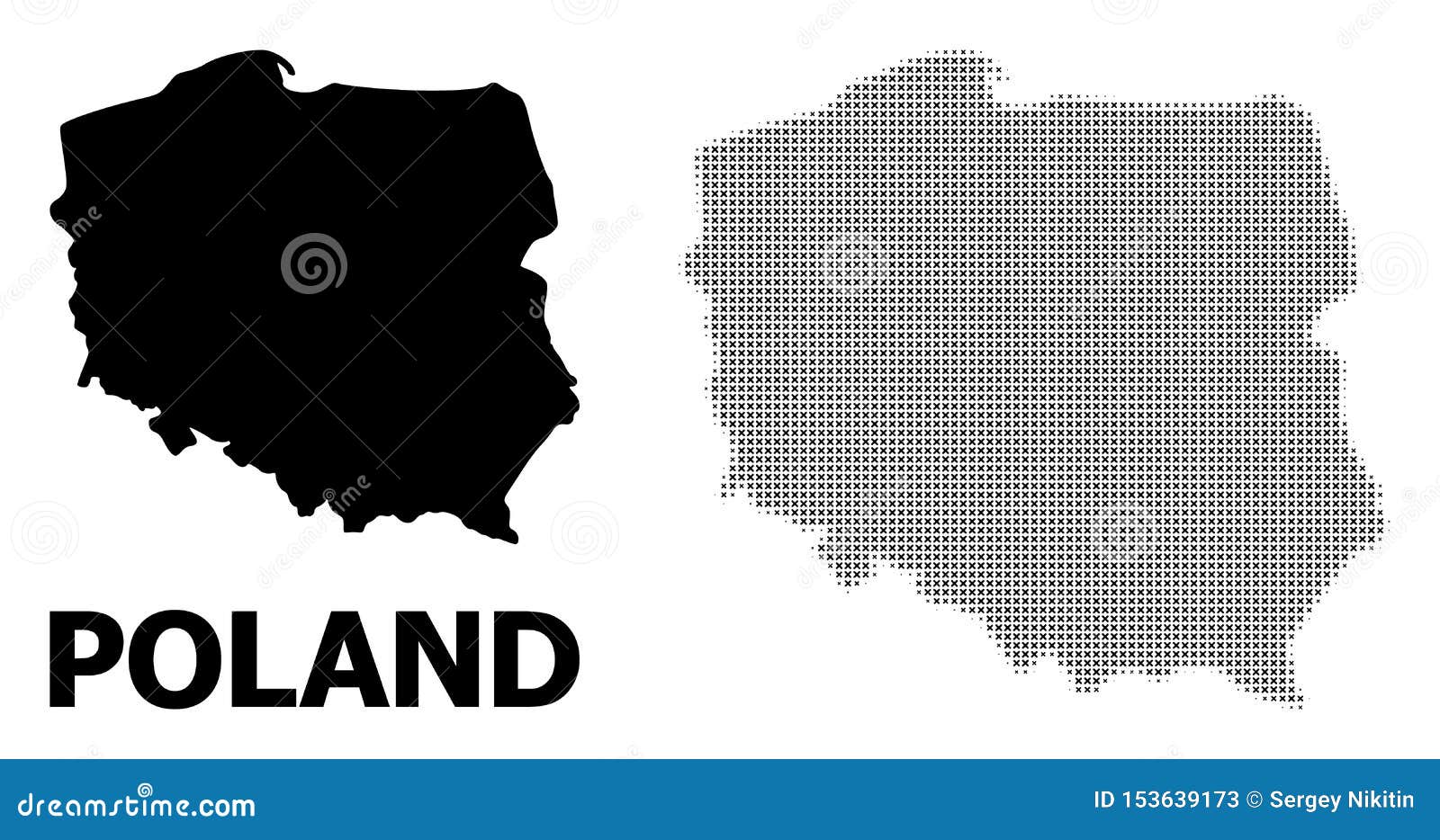 Vector Halftone Pattern and Solid Map of Poland Stock Vector ...