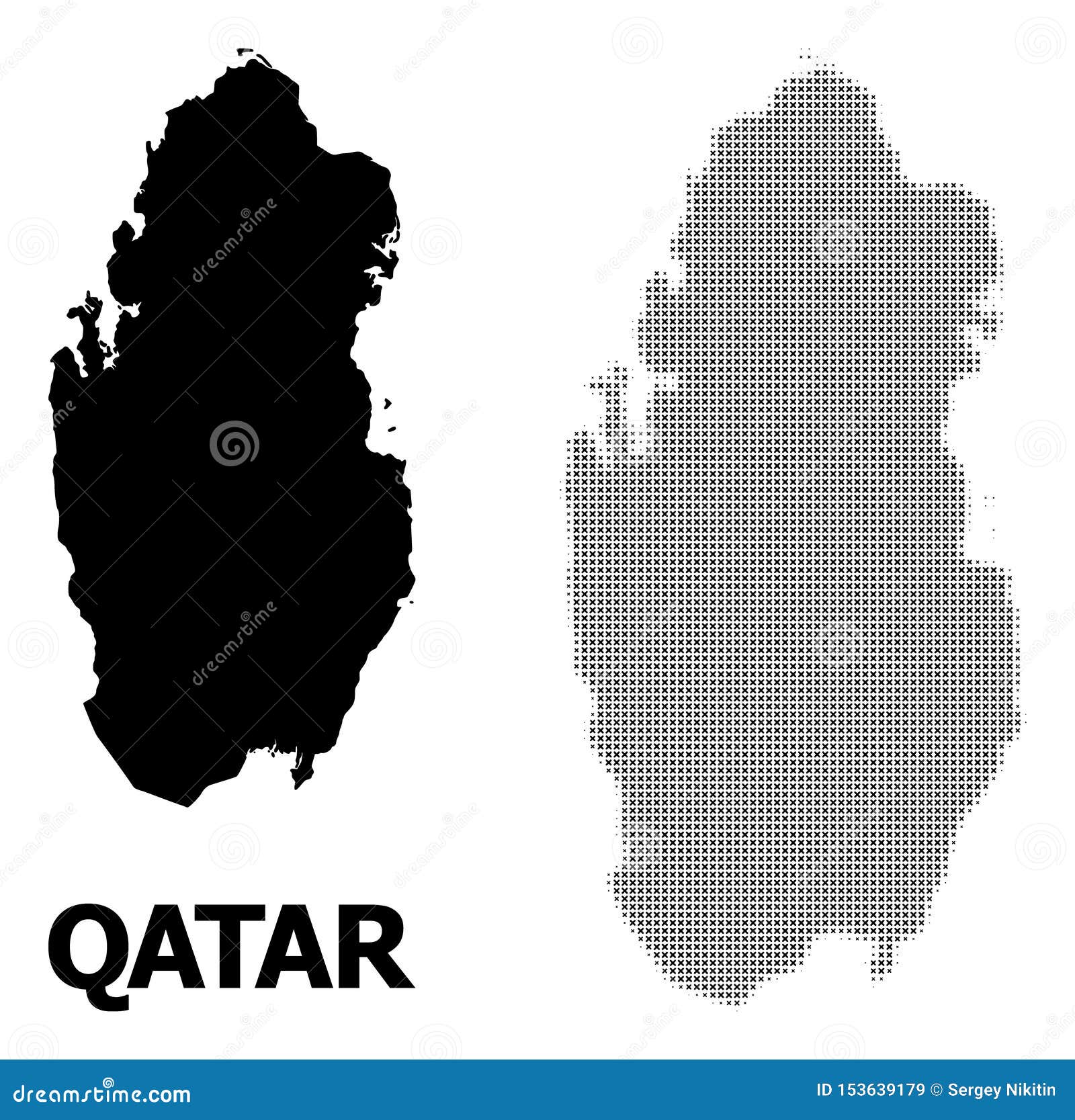 Vector Halftone Pattern and Solid Map of Qatar Stock Vector ...