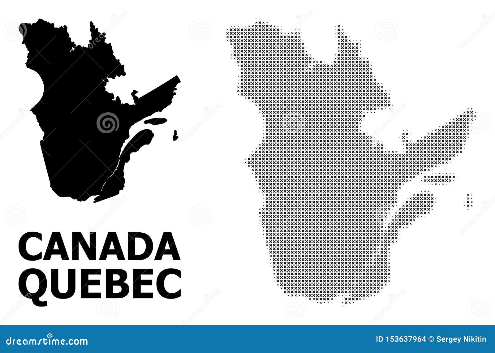 Vector Halftone Pattern and Solid Map of Quebec Province Stock Vector ...