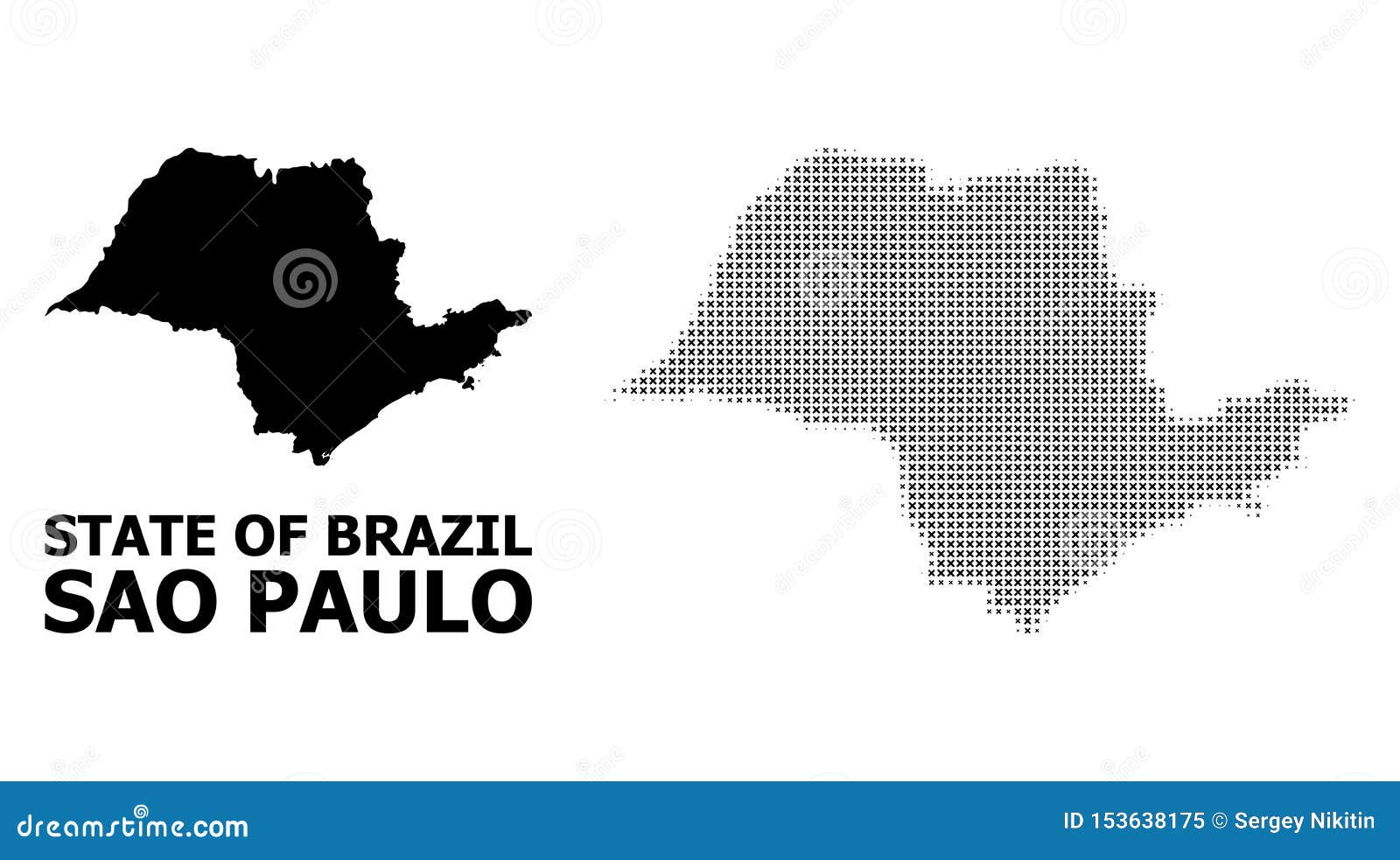 Vector Halftone Pattern and Solid Map of Sao Paulo State Stock Vector ...