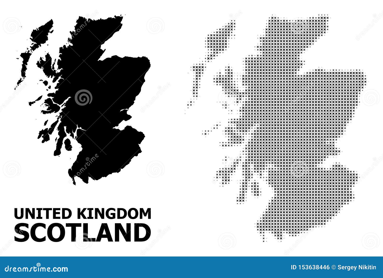 Vector Halftone Pattern and Solid Map of Scotland Stock Vector ...
