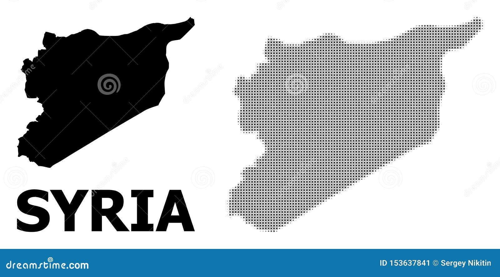 Vector Halftone Pattern and Solid Map of Syria Stock Vector ...