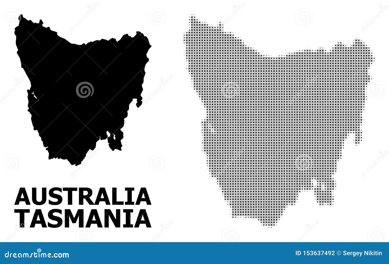 Vector Halftone Pattern and Solid Map of Tasmania Island Stock Vector ...