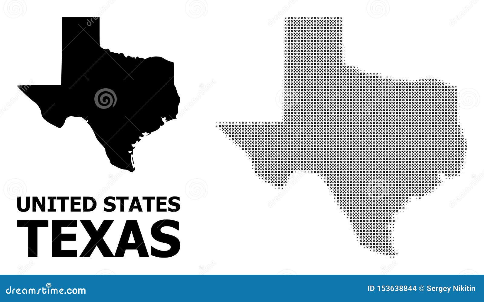 Vector Halftone Pattern and Solid Map of Texas State Stock Vector ...
