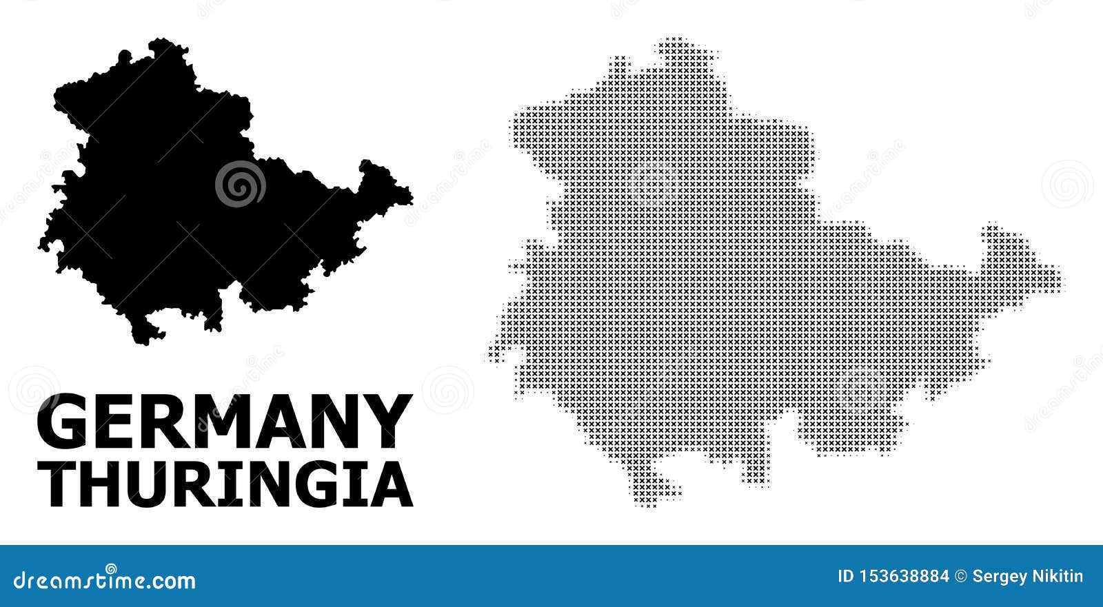 Vector Halftone Pattern and Solid Map of Thuringia State Stock Vector ...