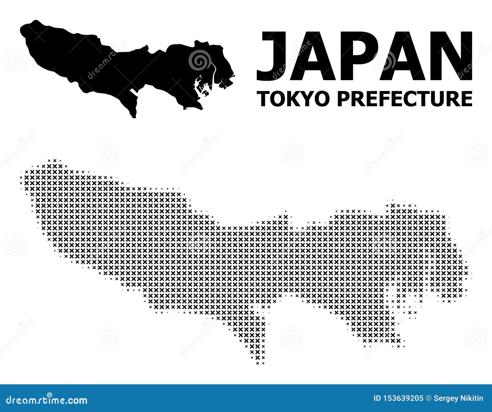 Vector Halftone Pattern and Solid Map of Tokyo Prefecture Stock Vector ...