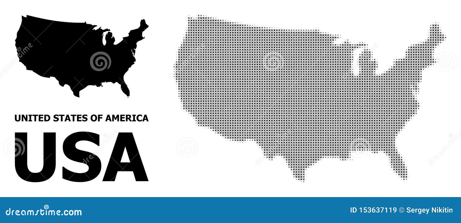 Vector Halftone Pattern and Solid Map of USA Stock Vector ...