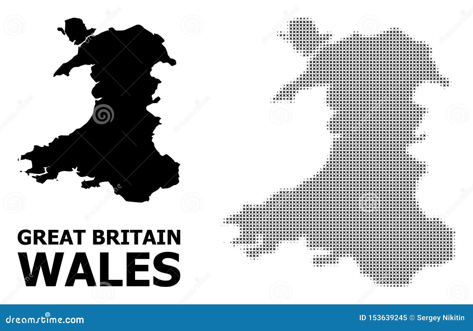 Vector Halftone Pattern and Solid Map of Wales Stock Vector ...