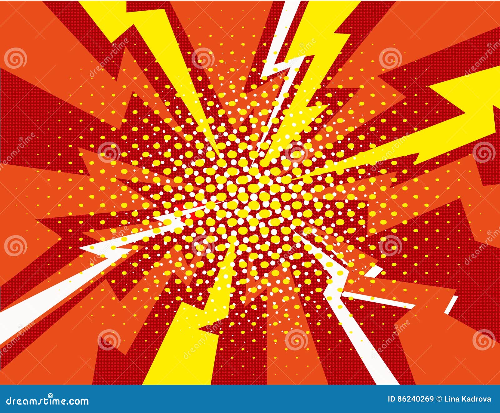Vector Halftone Pop Art Comic Style Lightning Vector Background Stock ...