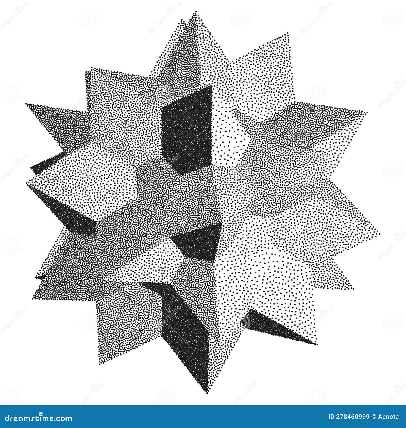 Vector Halftone Stippled Geometric Figure Illustration 3D Stellate ...