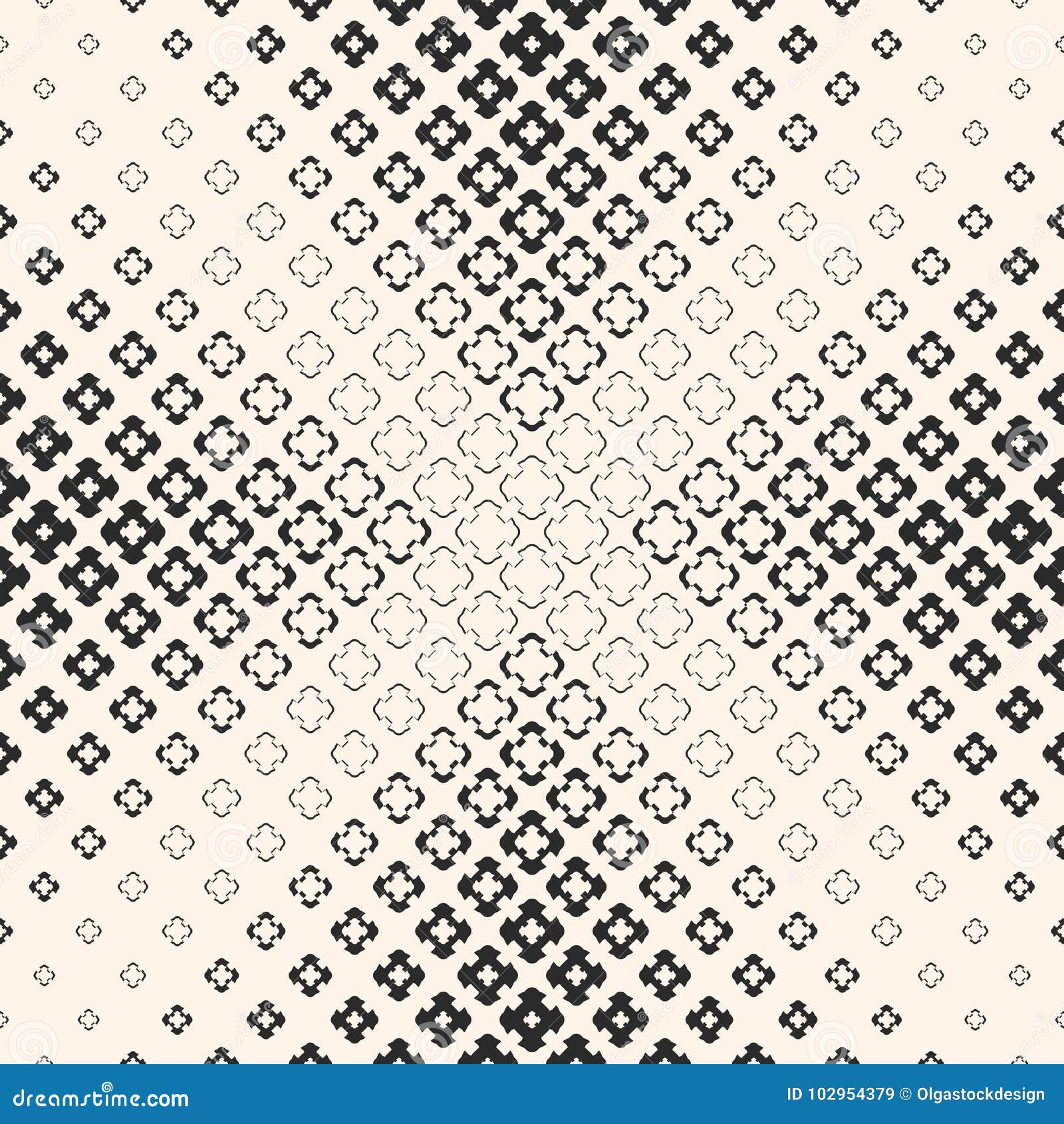 Vector Halftone Texture, Seamless Pattern with Floral Shapes, Crosses ...