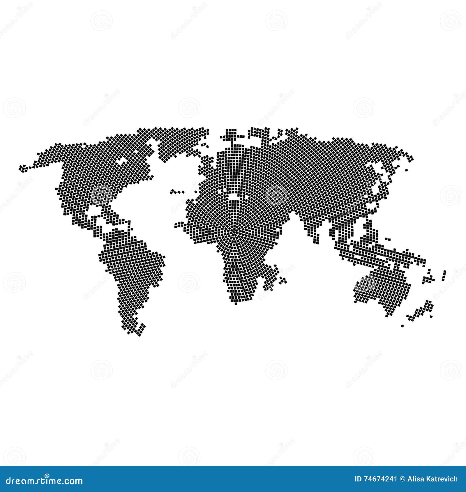 Vector Halftone World Map. Continents for Your Design Stock Vector ...