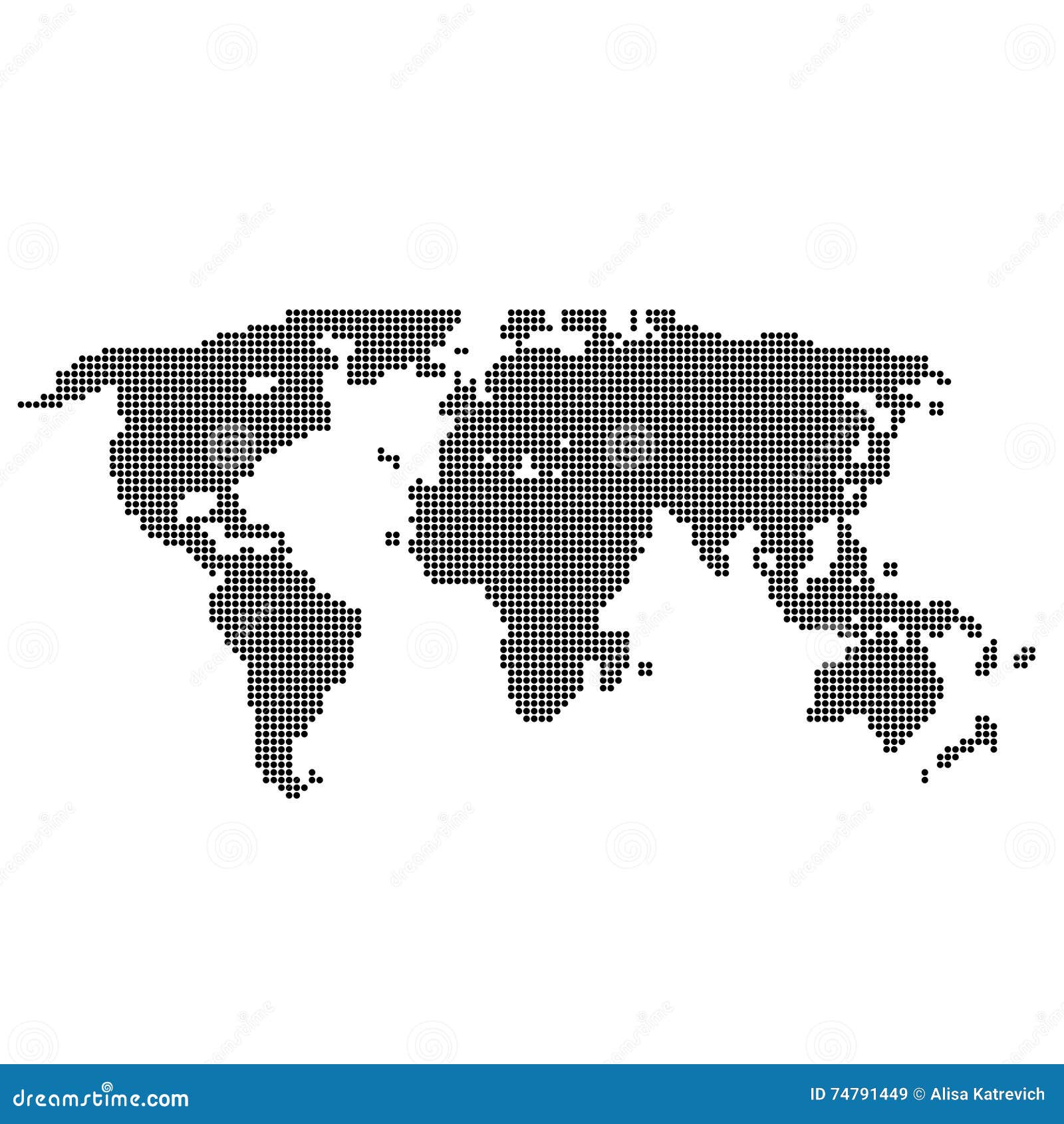 Vector Halftone World Map. Continents for Your Design Stock Vector ...