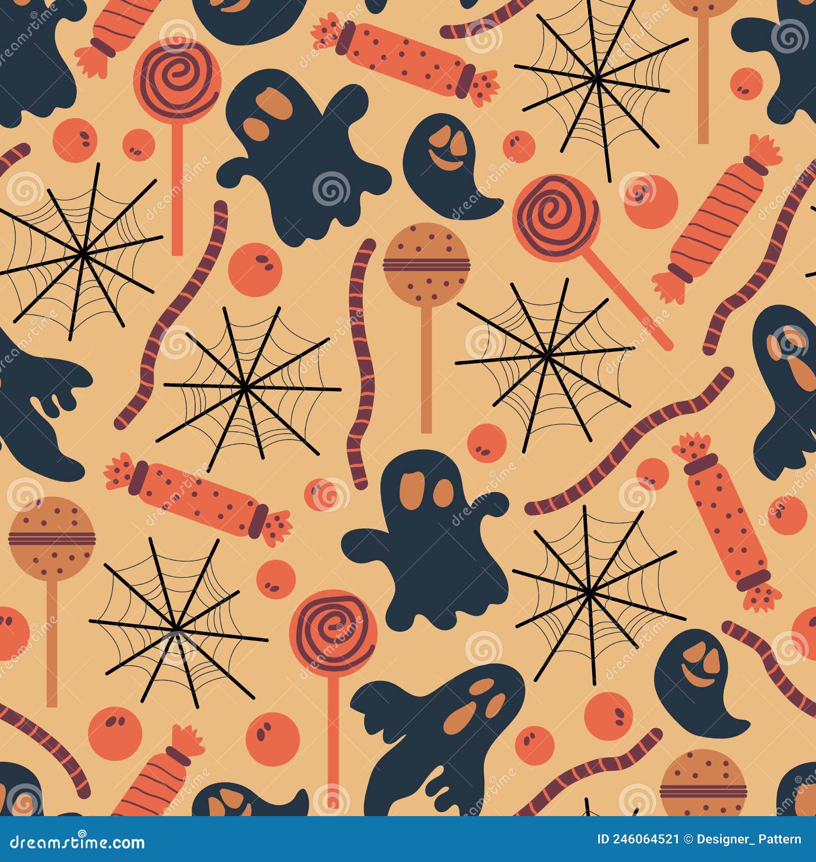 Vector Halloween Elements Repeat Pattern Background. Stock Vector ...