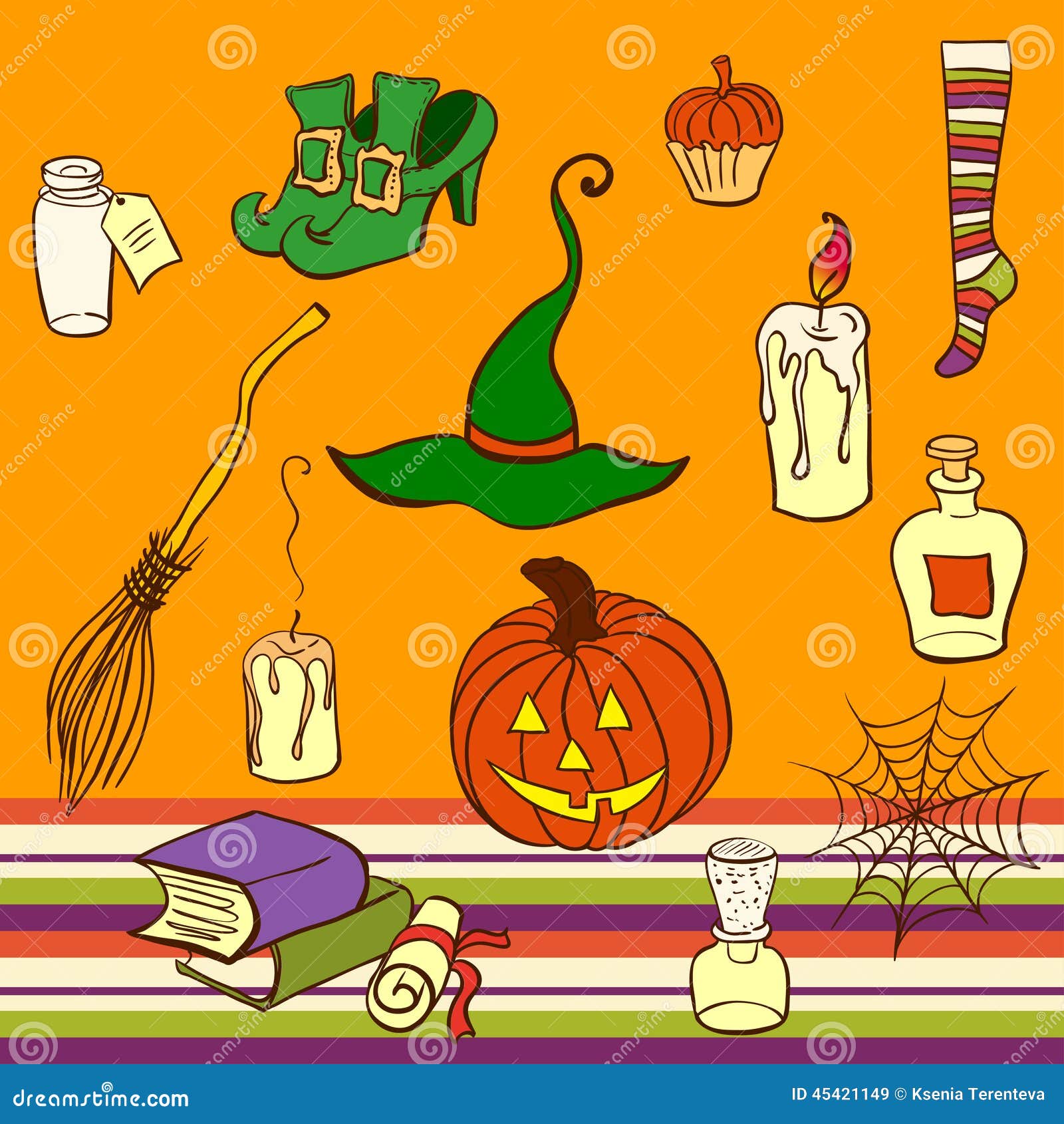 Vector Halloween Objects Set Stock Vector - Illustration of celebration ...