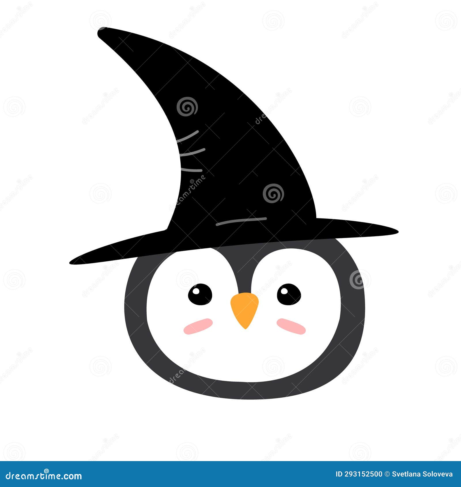 Vector Halloween Penguin Face in Witch Hat Stock Illustration ...