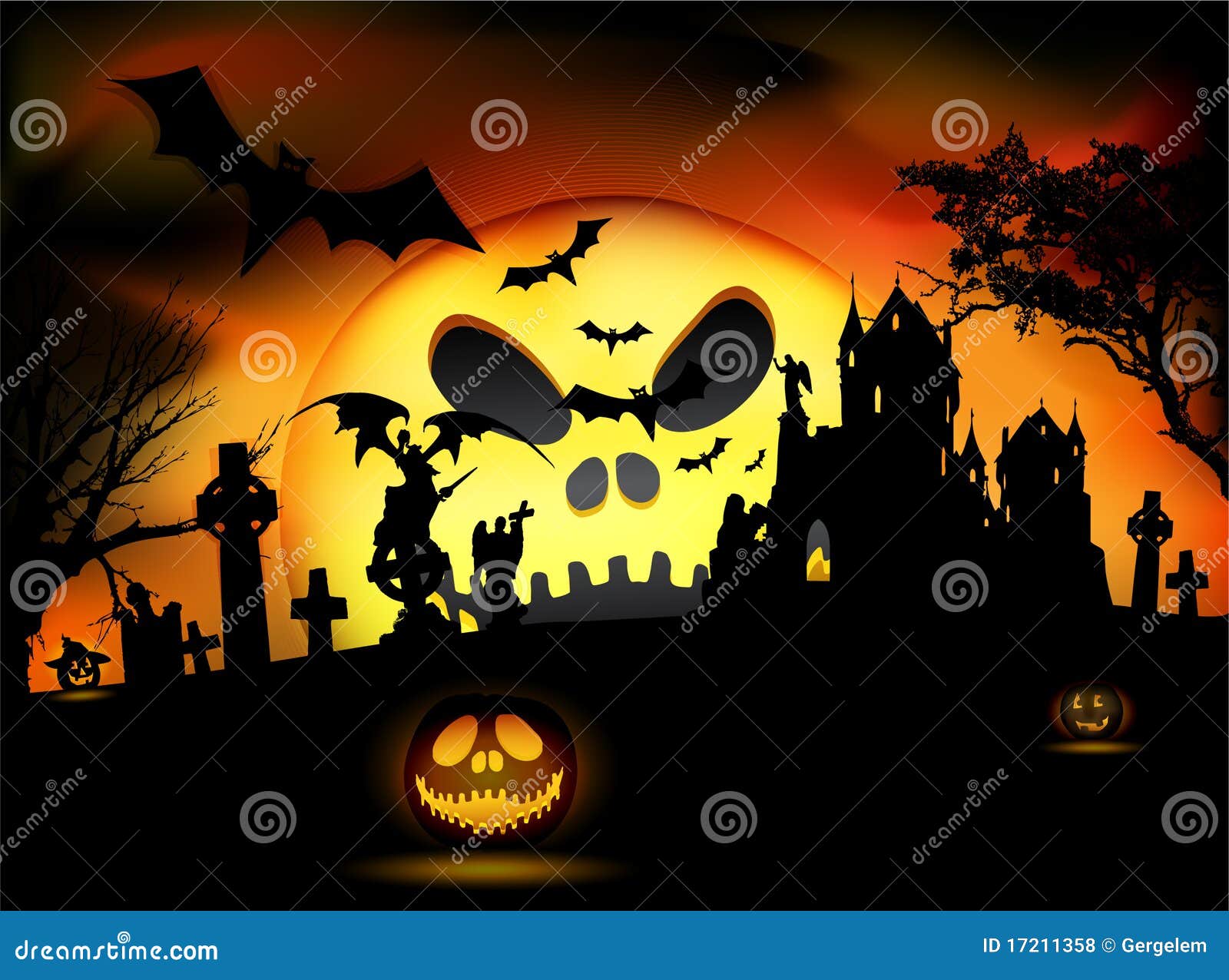 Vector Halloween scene stock vector. Illustration of layout - 17211358