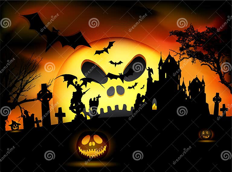 Vector Halloween scene stock vector. Illustration of layout - 17211358