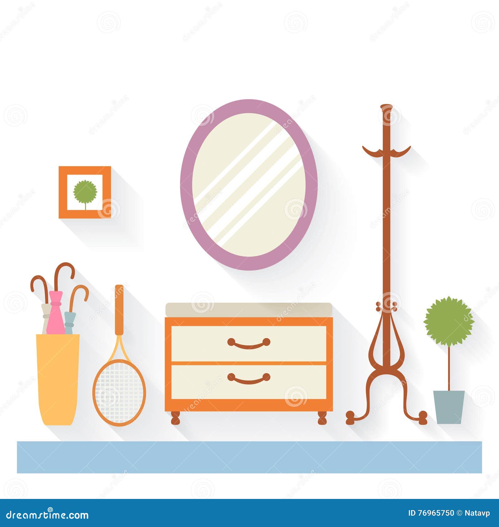 Hallway Home Interior, Vector Illustration. Apartment Furniture In Hall ...