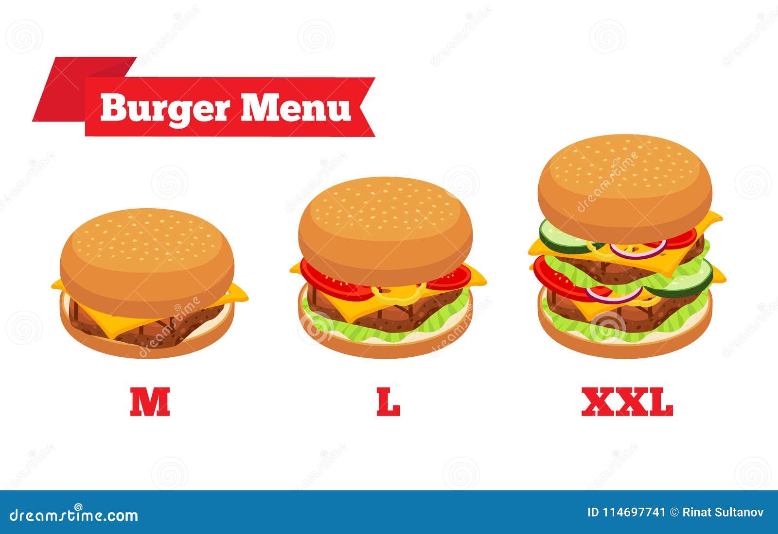 Vector Hamburger Menu with Different Ingredients Stock Vector ...