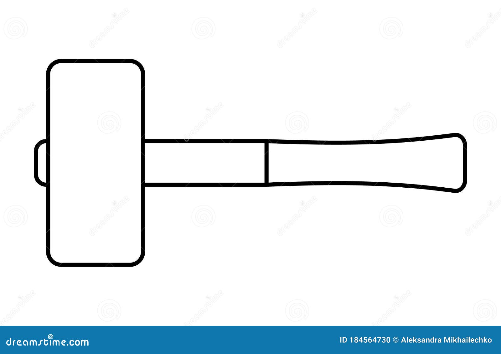 Vector Hammer Icon in Line Art Style Isolated on White Background Stock ...