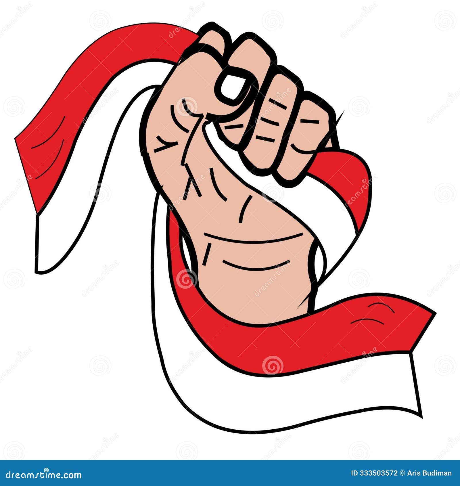 Vector Hand Clenched Red and White Ribbon Stock Vector - Illustration ...