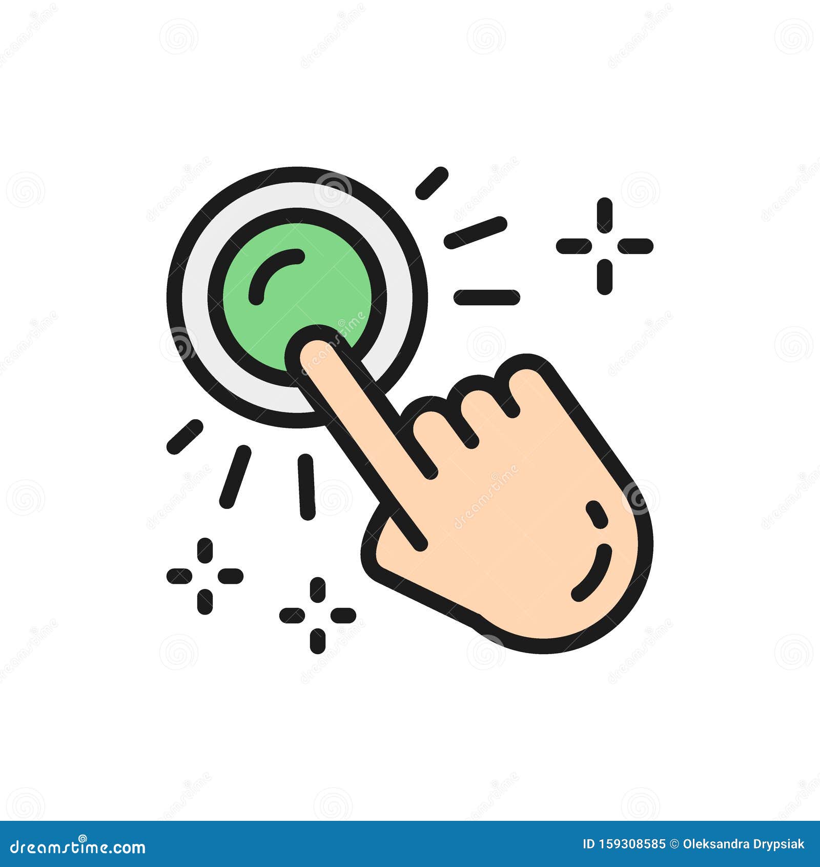 Vector Hand Click, Button Press, Finger Touch, Pointer Flat Color Line ... Vector Hand Click, Button Press, Finger Touch, Pointer Flat Color Line ...