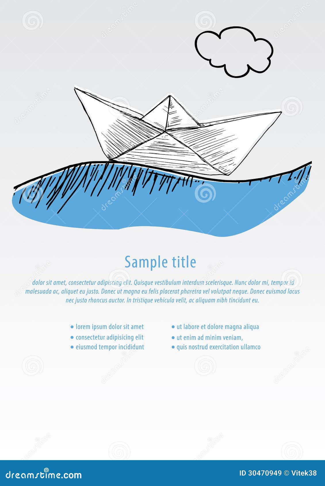 Vector Hand Draw Boat. Template in Modern Design with Space for Stock ...