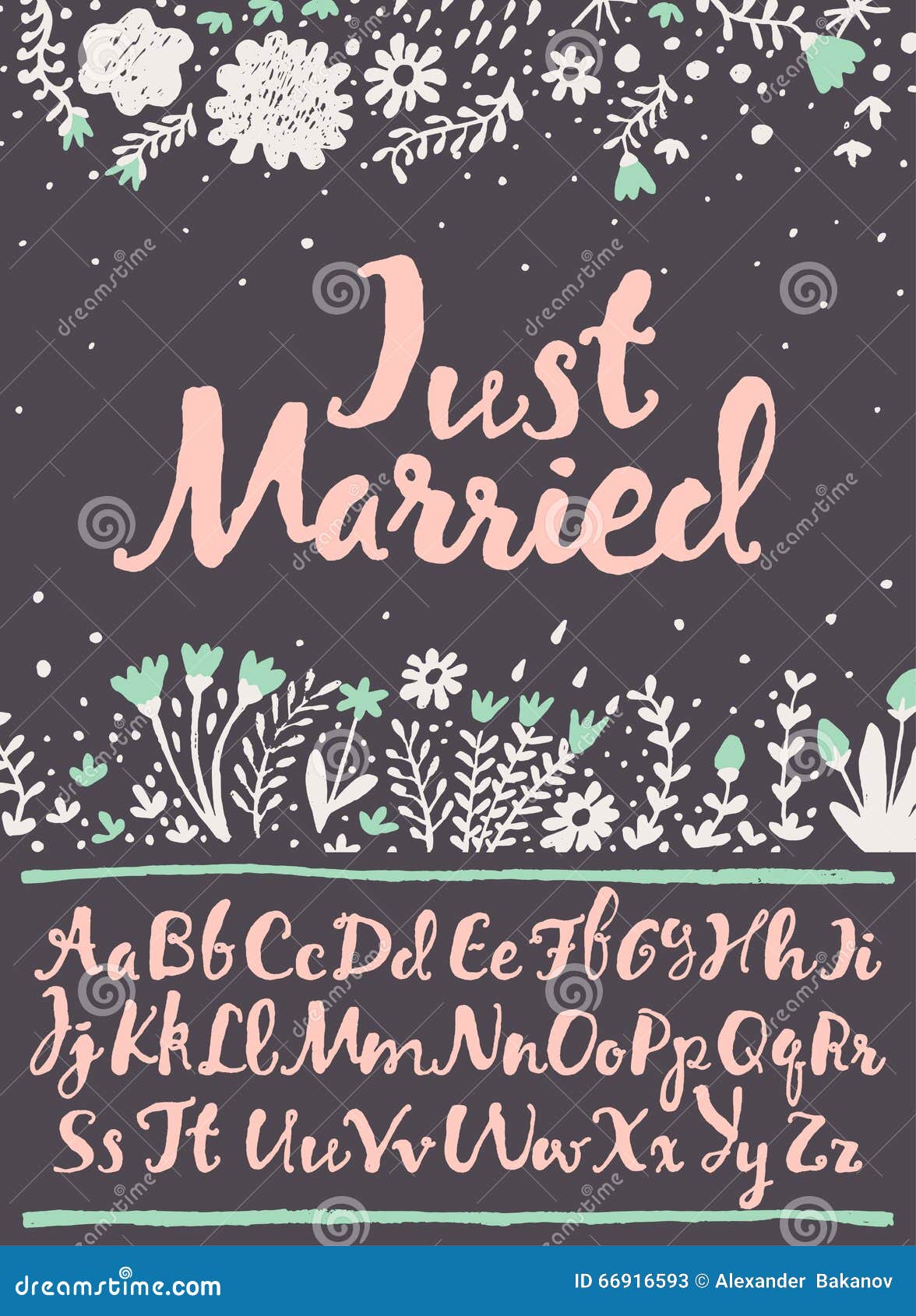 Vector Hand Draw Calligraphic Font Floral Wedding Stock Vector ...