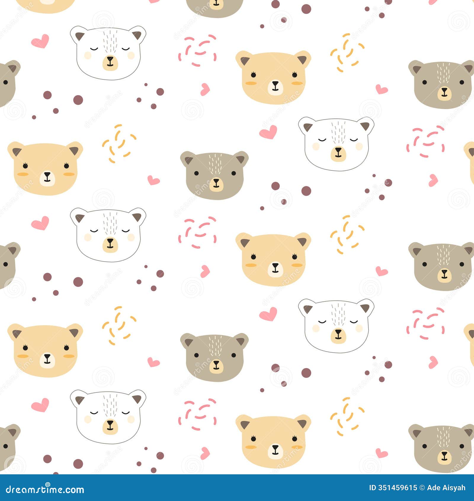 Vector Hand Draw Cute Bear Abstract Pattern Seamless Bohemian Boho ...