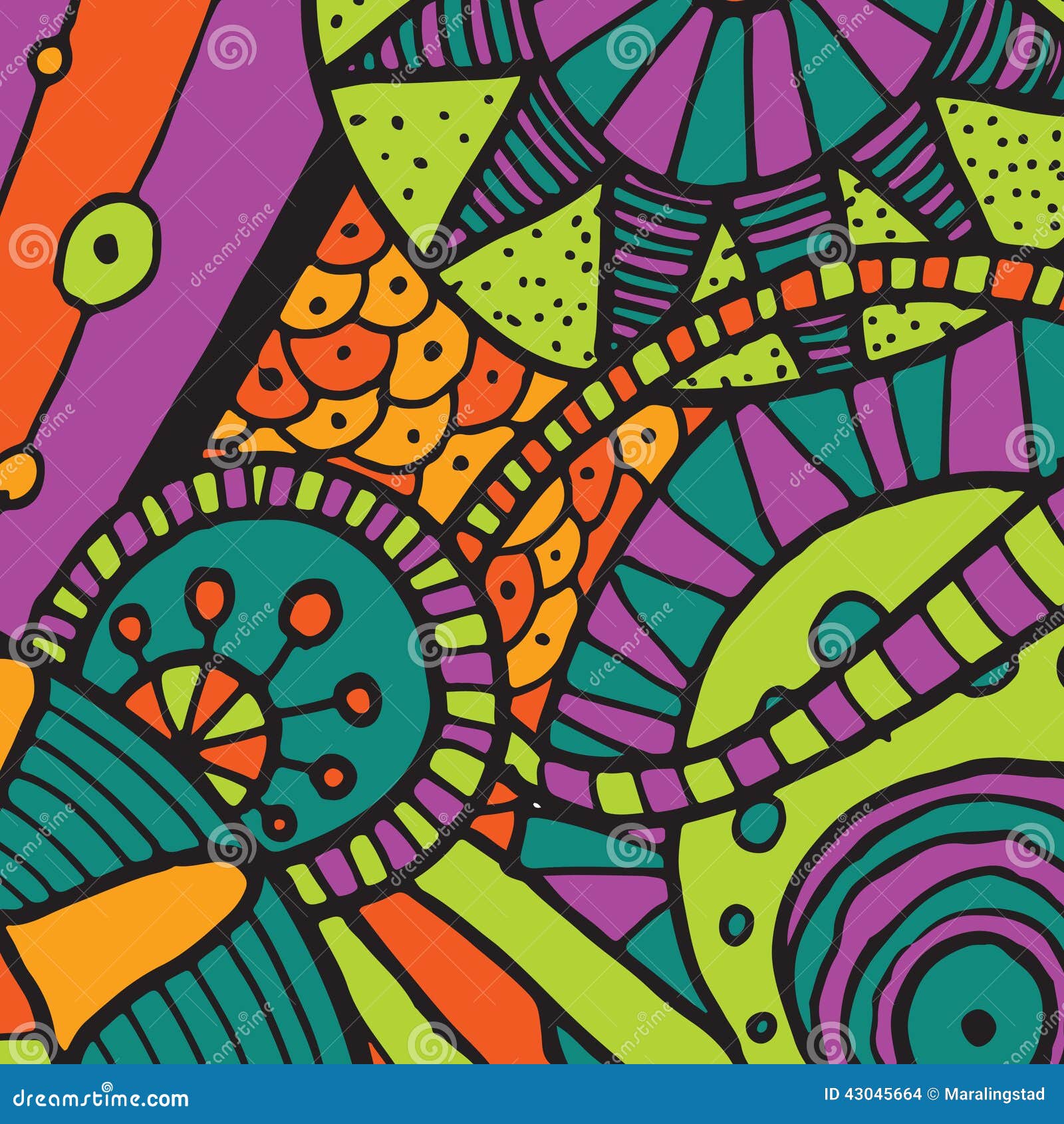 Vector Hand Draw Ethnic Background Stock Vector - Illustration of leaf ...