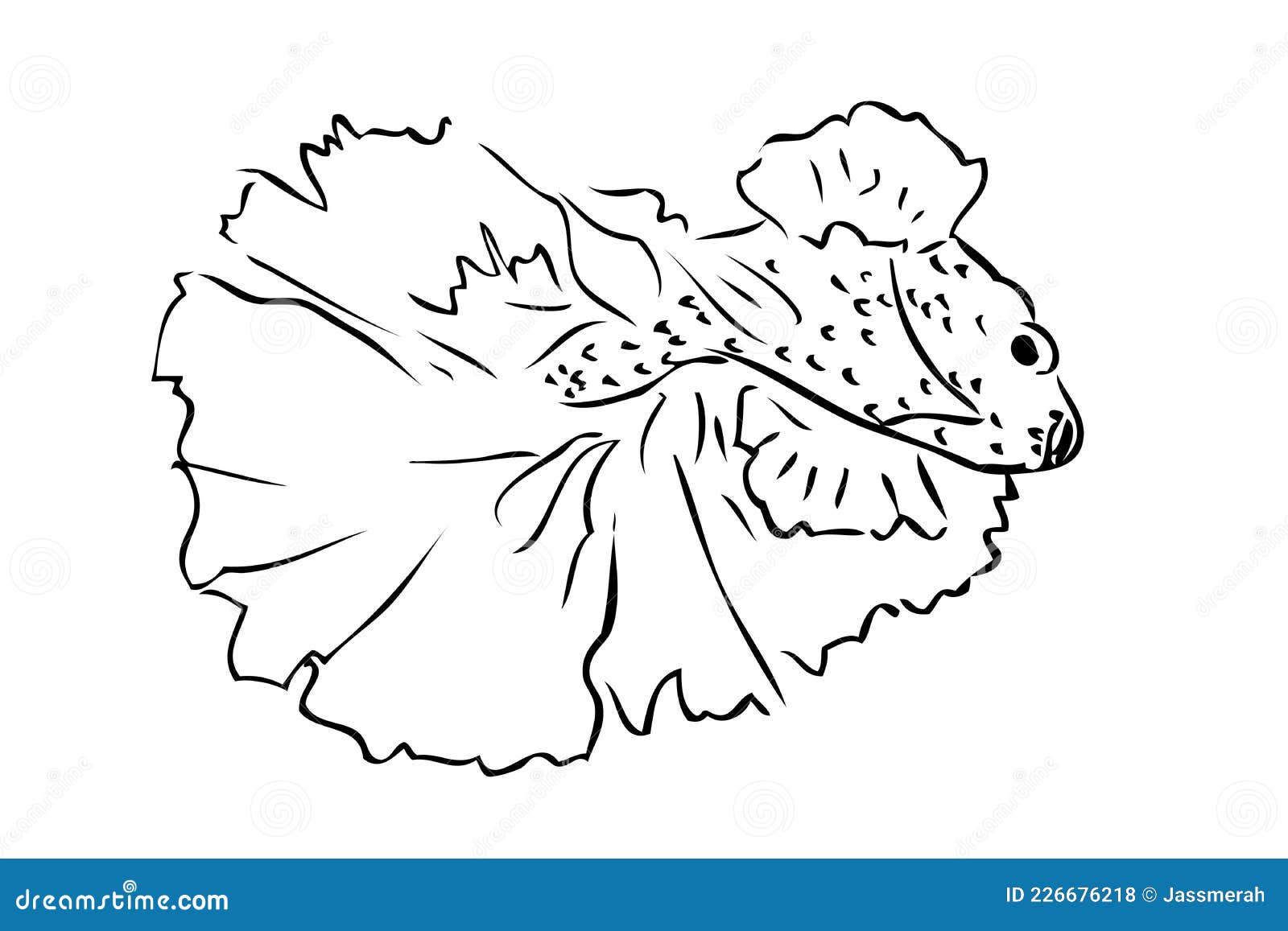 Vector Hand Draw Outline, Betta, Siamese Fighting Fish or Cupang ...