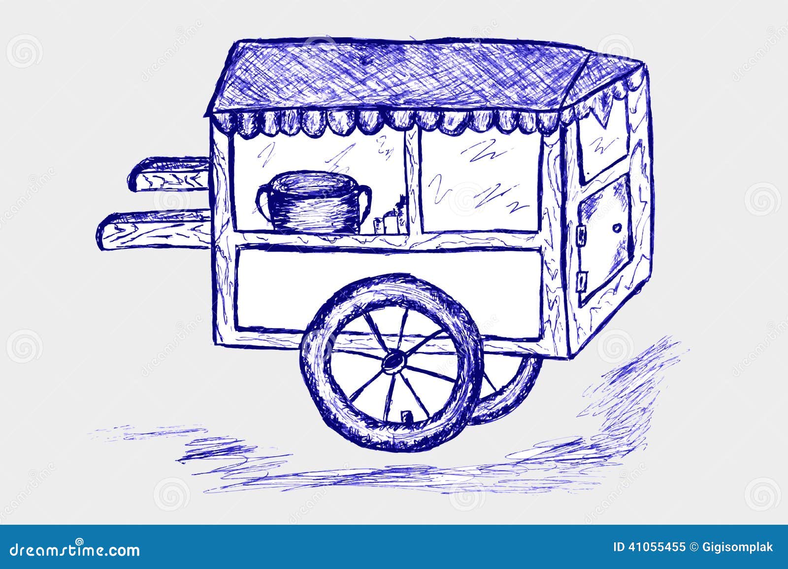 Vector Hand Draw Sketch, Cart Stock Vector - Illustration of draw ...