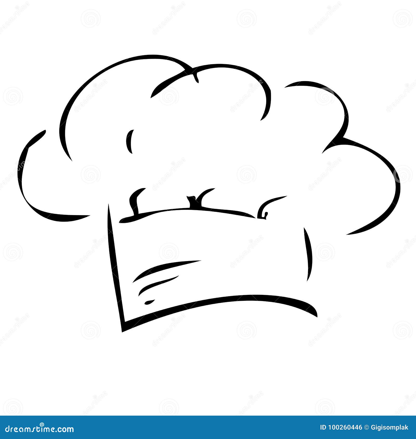 Hand Draw Sketch of Chef Hat, Isolated on White Stock Vector ...