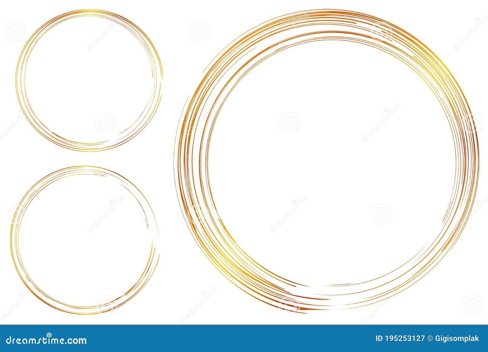 Vector 3 Hand Draw Sketch Golden Circle Frame from Multiple Black Thic ...