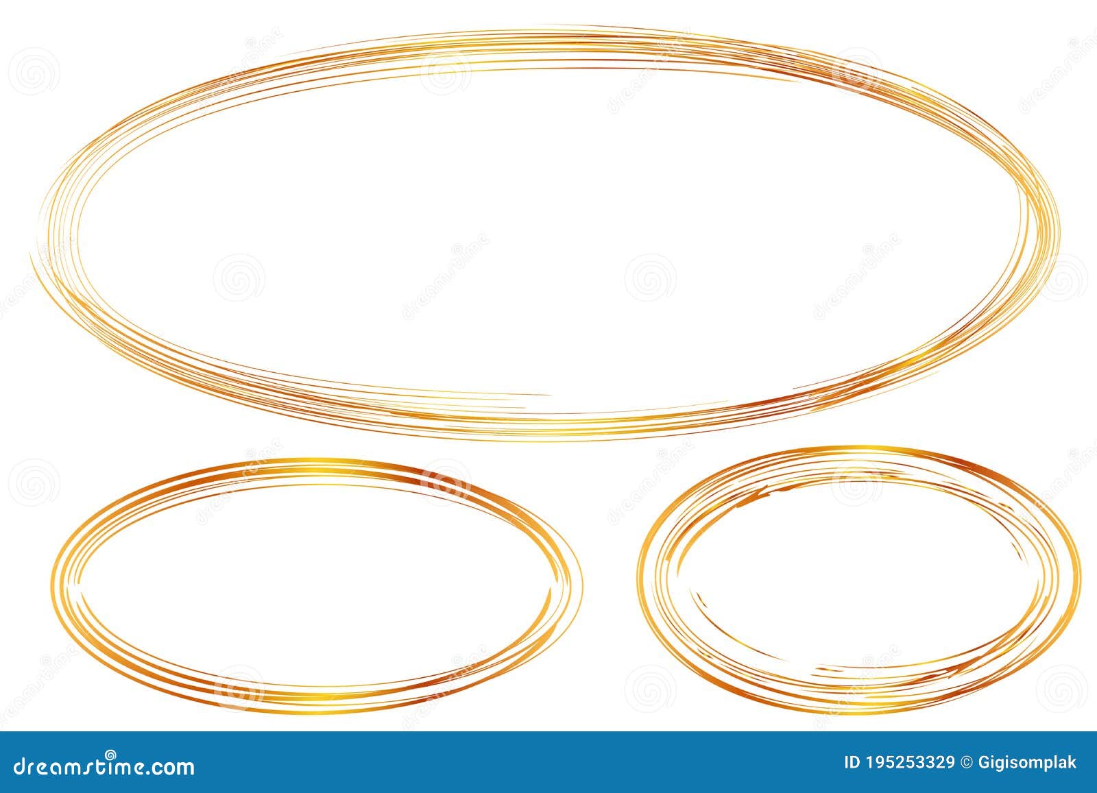 Vector 3 Hand Draw Sketch Golden Circle Frame from Multiple Black Thic ...