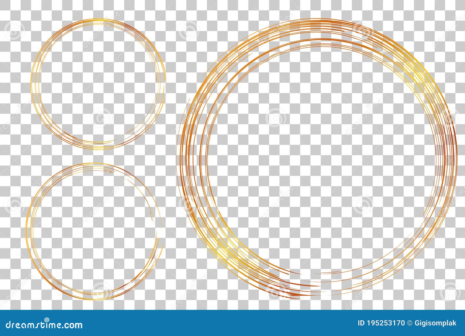 Vector 3 Hand Draw Sketch Golden Circle Frame from Multiple Black Thic ...