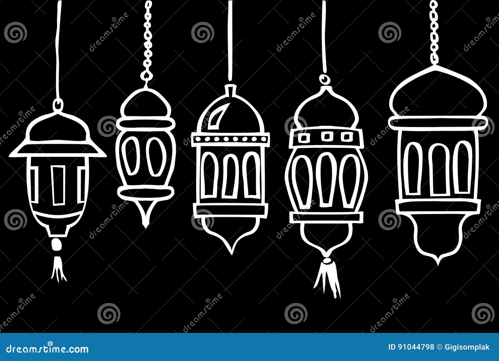 Hand Draw Sketch of Lantern Stock Vector - Illustration of hand ...