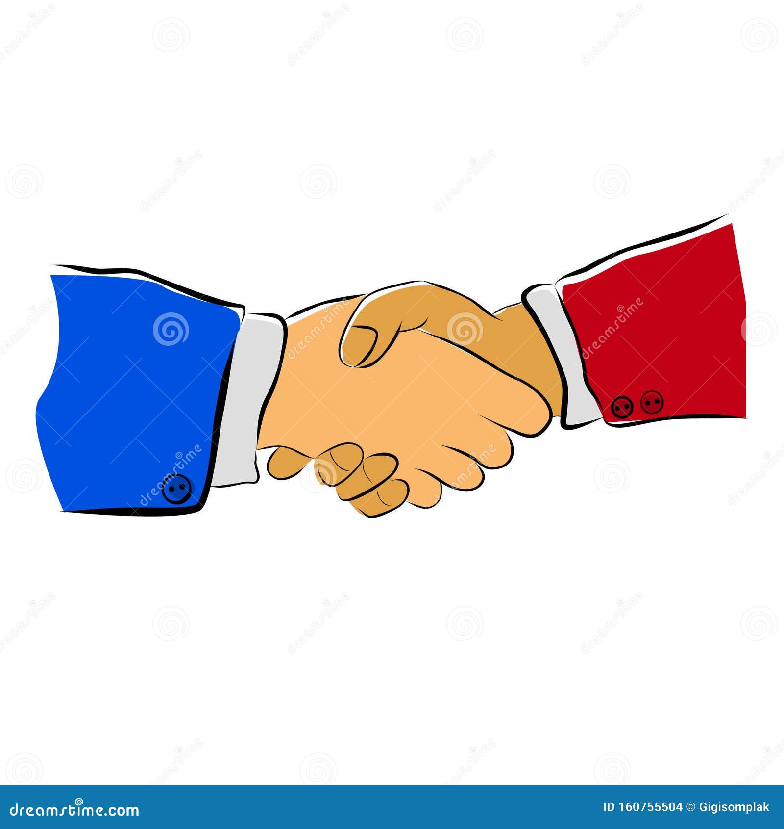 Simple Vector Hand Draw Sketch, 2 Man Handshaking Stock Vector ...