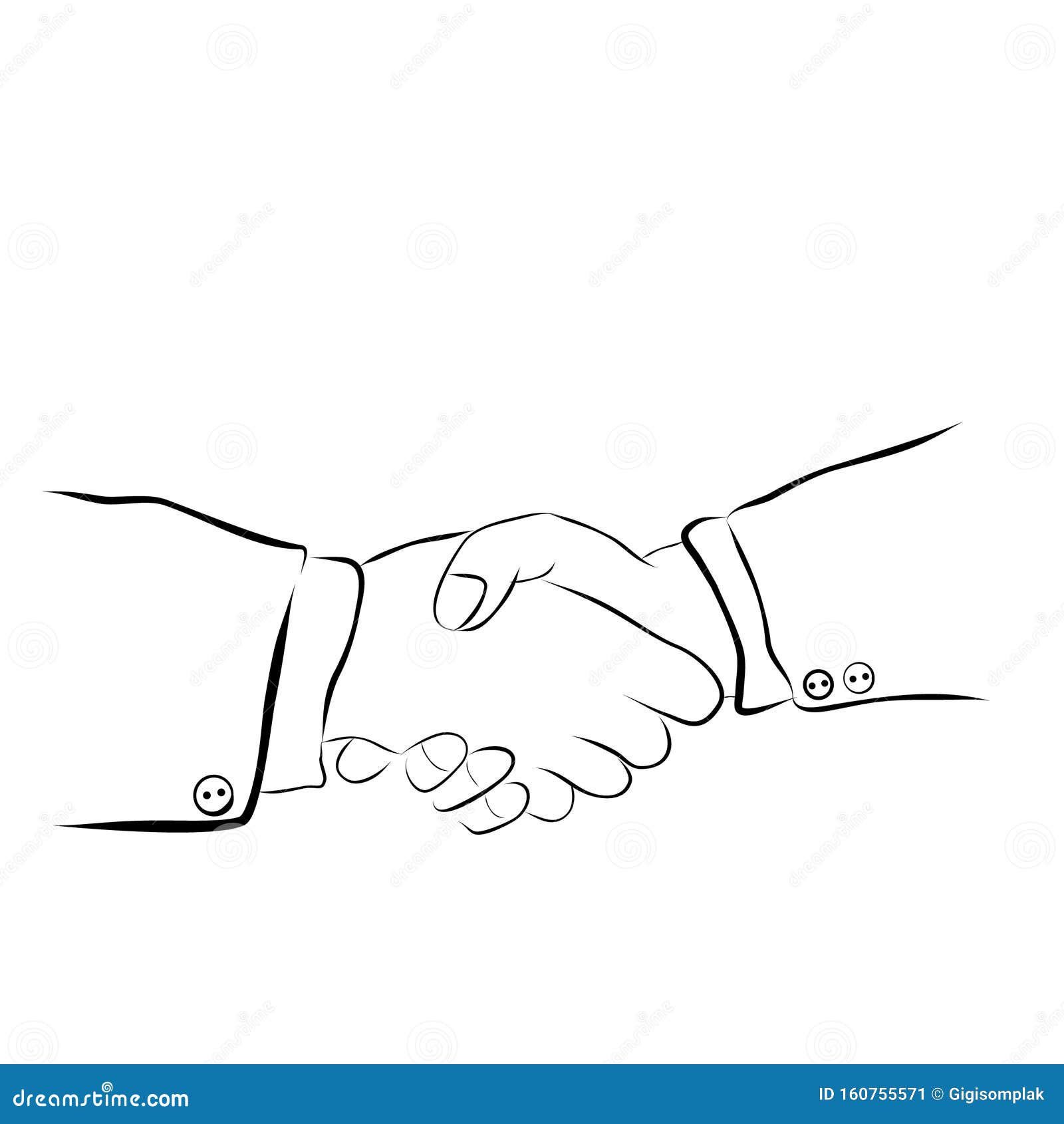 Simple Vector Hand Draw Sketch, 2 Man Handshaking Stock Vector ...