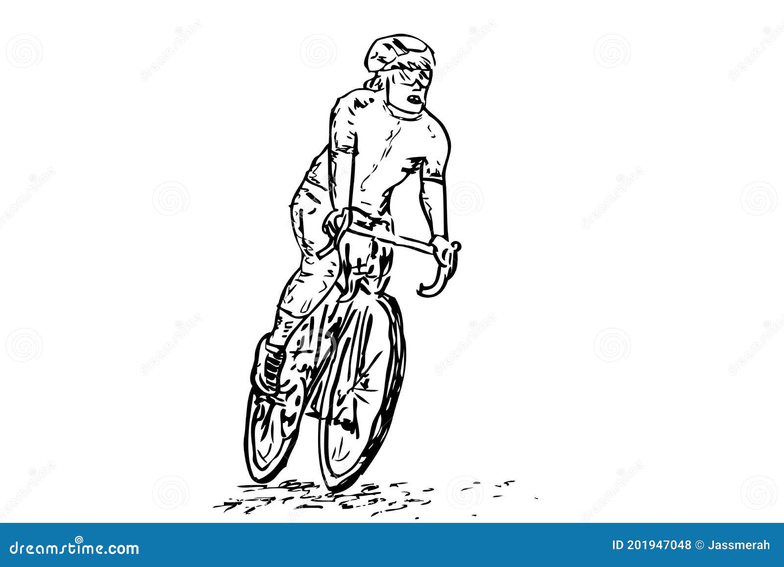 Vector Hand Draw Sketch, Man Riding a Bicycle Stock Vector ...