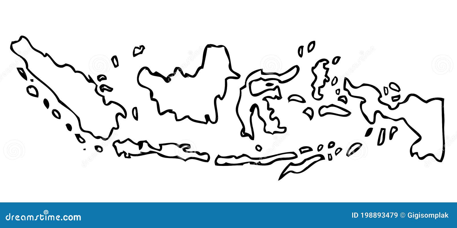 Vector Hand Draw Sketch Outline Sketch Map Indonesia, Isolated On White ...