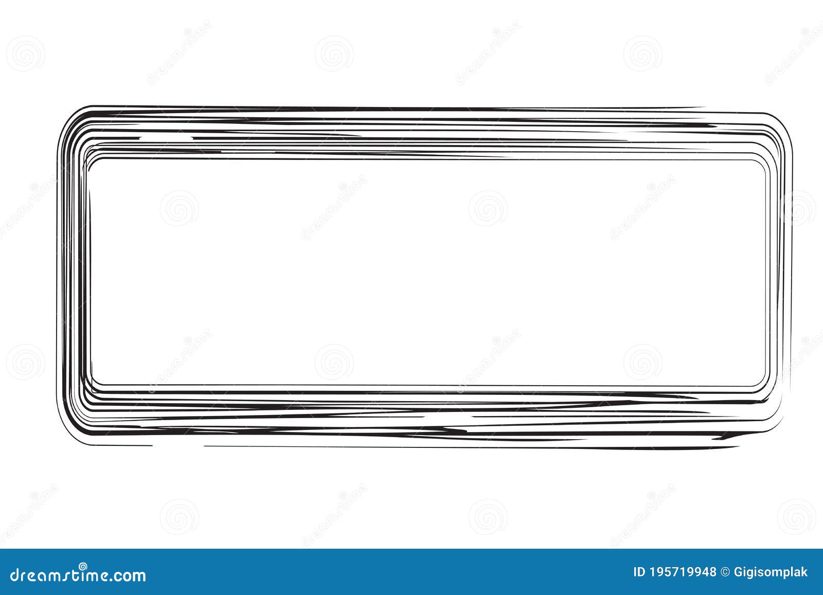 Vector Hand Draw Sketch Rectangle Frame from Multiple Black Thick Mark ...