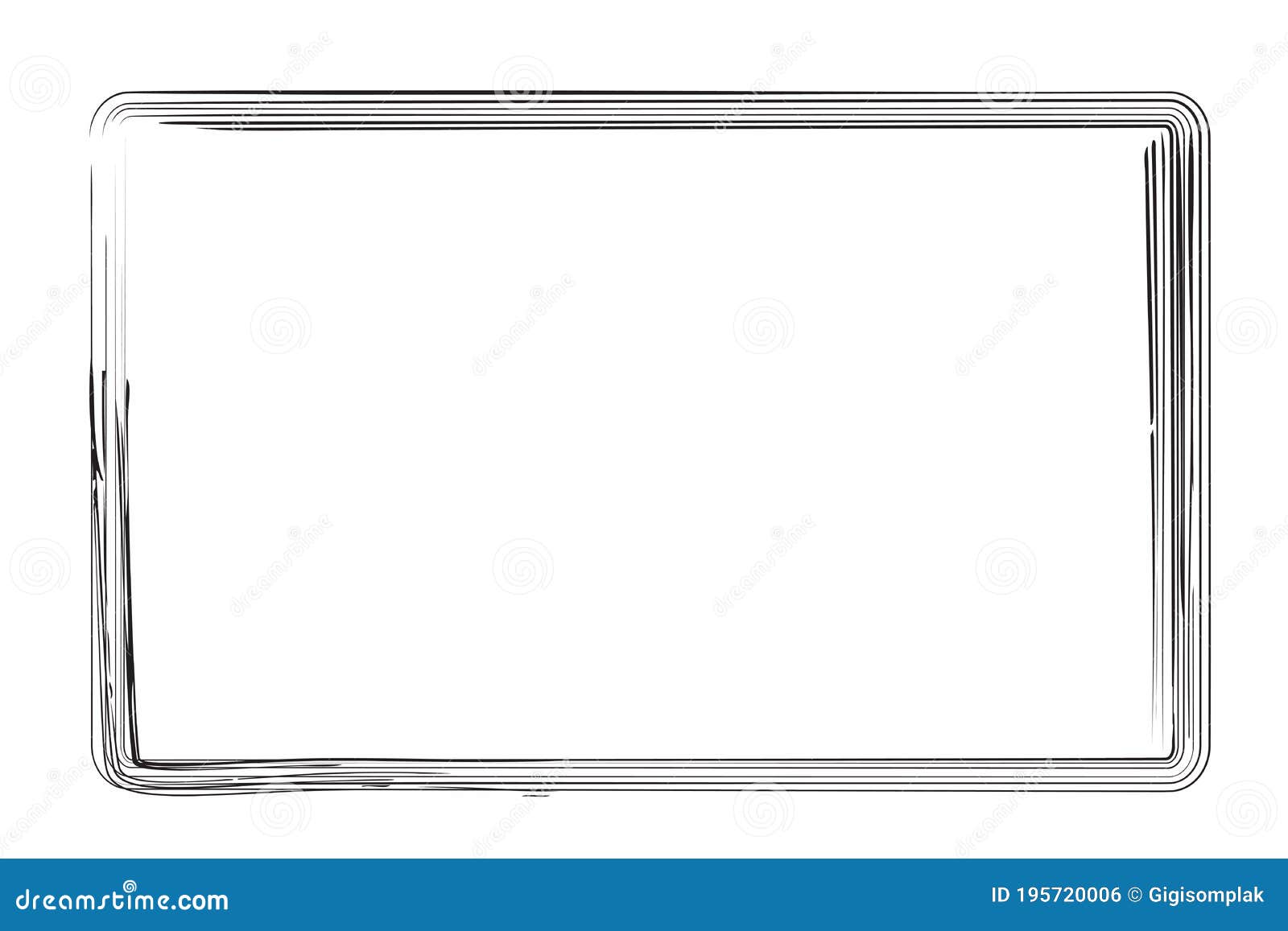 Vector Hand Draw Sketch Rectangle Frame from Multiple Black Thick Mark ...