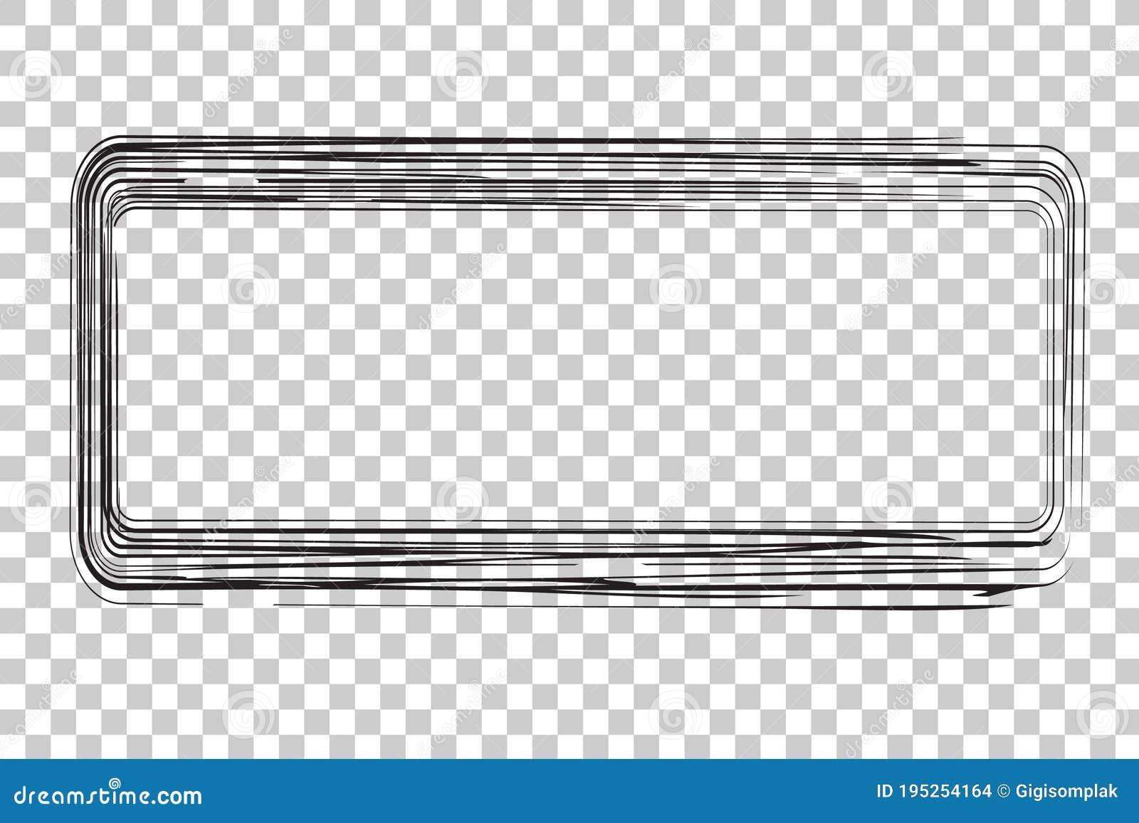 Vector Hand Draw Sketch Rectangle Frame from Multiple Black Thick Mark ...