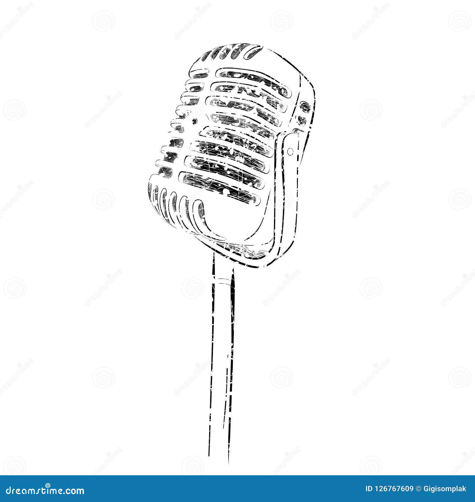 Hand Draw Sketch of Scratch Classic Microphone Stock Vector ...