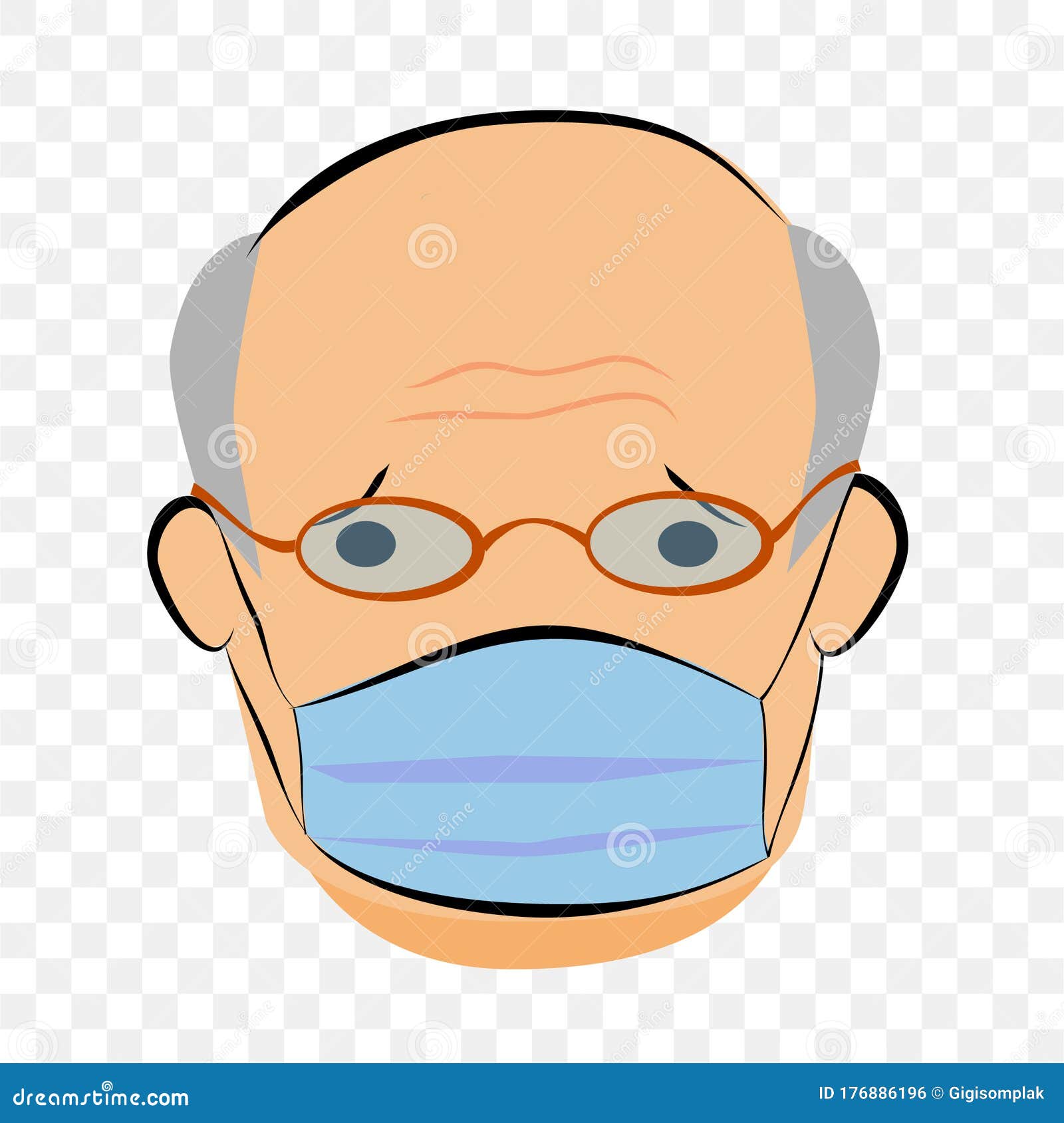 Simple Vector, Hand Draw Sketch, Sick Old Man Using Mask, at ... Simple Vector, Hand Draw Sketch, Sick Old Man Using Mask, at ...