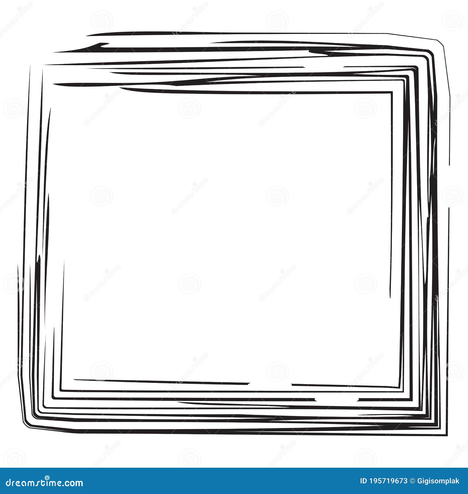 Vector Hand Draw Sketch Square Frame from Multiple Black Thick Mark for ...